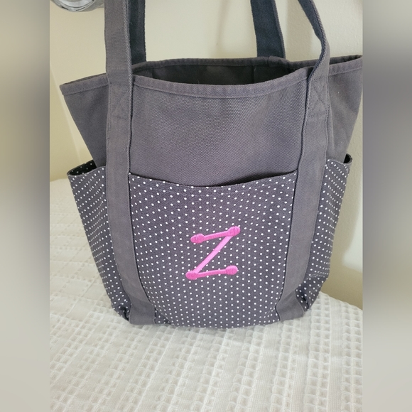 thirty-one | Bags | Dark Gray Polka Dot Canvas Tote Thirtyone | Poshmark
